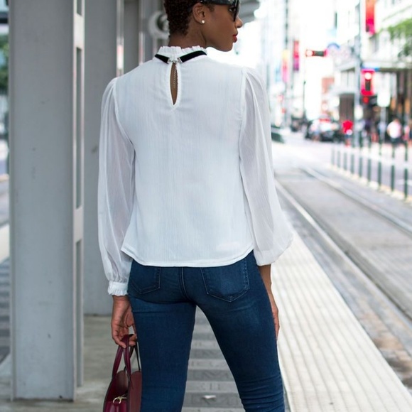 Endless Rose | Tops | Class Act Jeweled Neck Bow Blouse | Poshmark